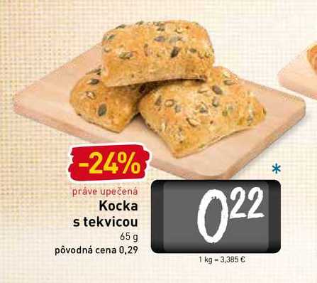 Akcia na Kocka s tekvicou 65 g za 0,22 €, Slané pečivo v Billa - Jubeo.sk